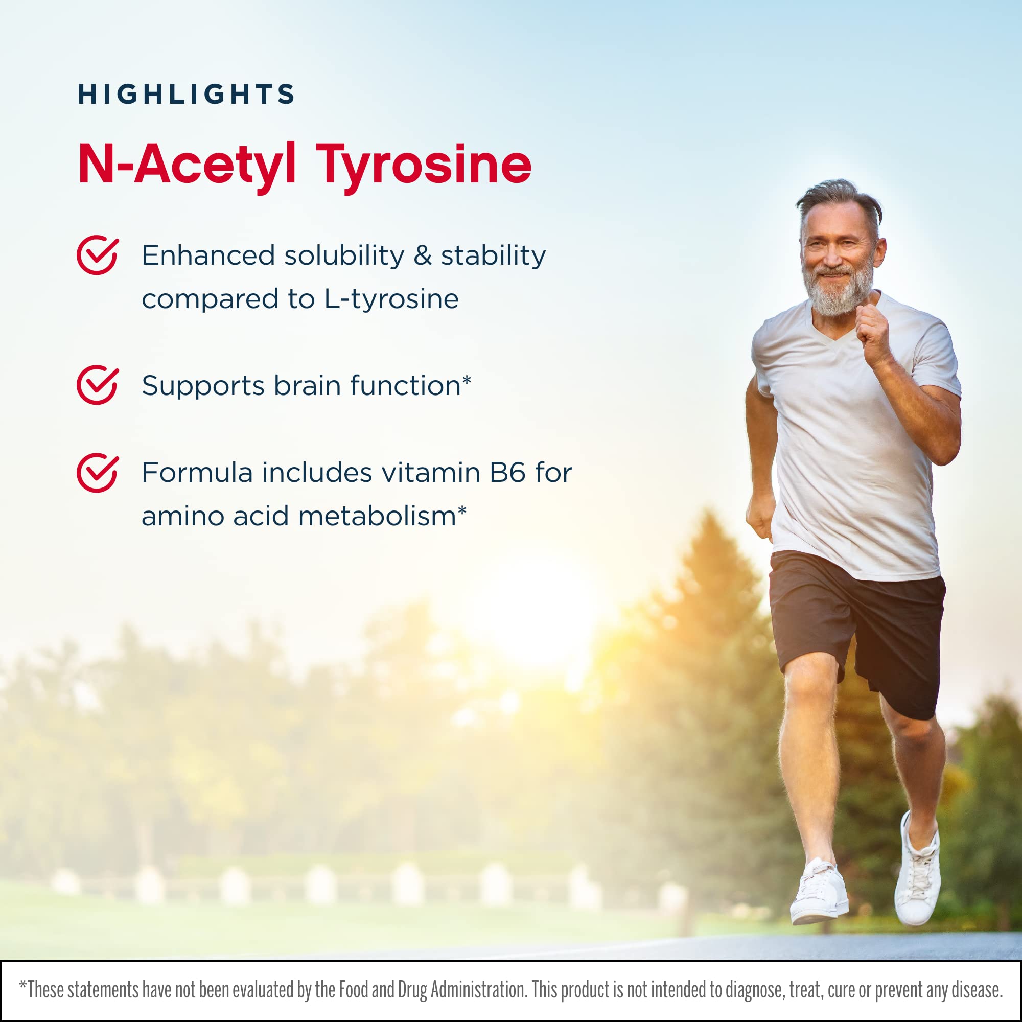 Jarrow Formulas N-Acetyl Tyrosine 350 mg - 120 Capsules, Pack of 2 - Supports Brain Function - Contains Vitamin B6 for Amino Acid Metabolism - 240 Total Servings