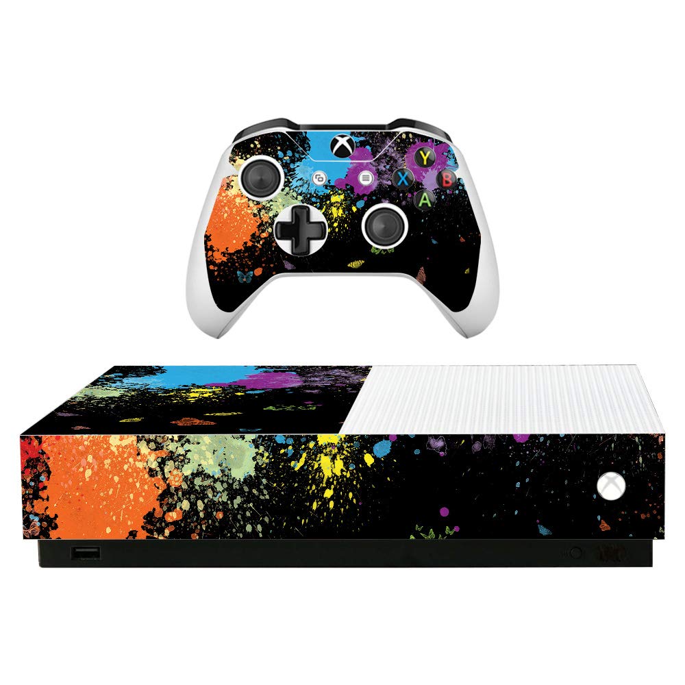 MightySkins Skin for Microsoft Xbox One S All-Digital Edition - Butterfly Party | Protective, Durable, and Unique Vinyl Decal wrap cover | Easy To Apply, Remove, and Change Styles | Made in the USA (MIXBONSDI-Butterfly Party)