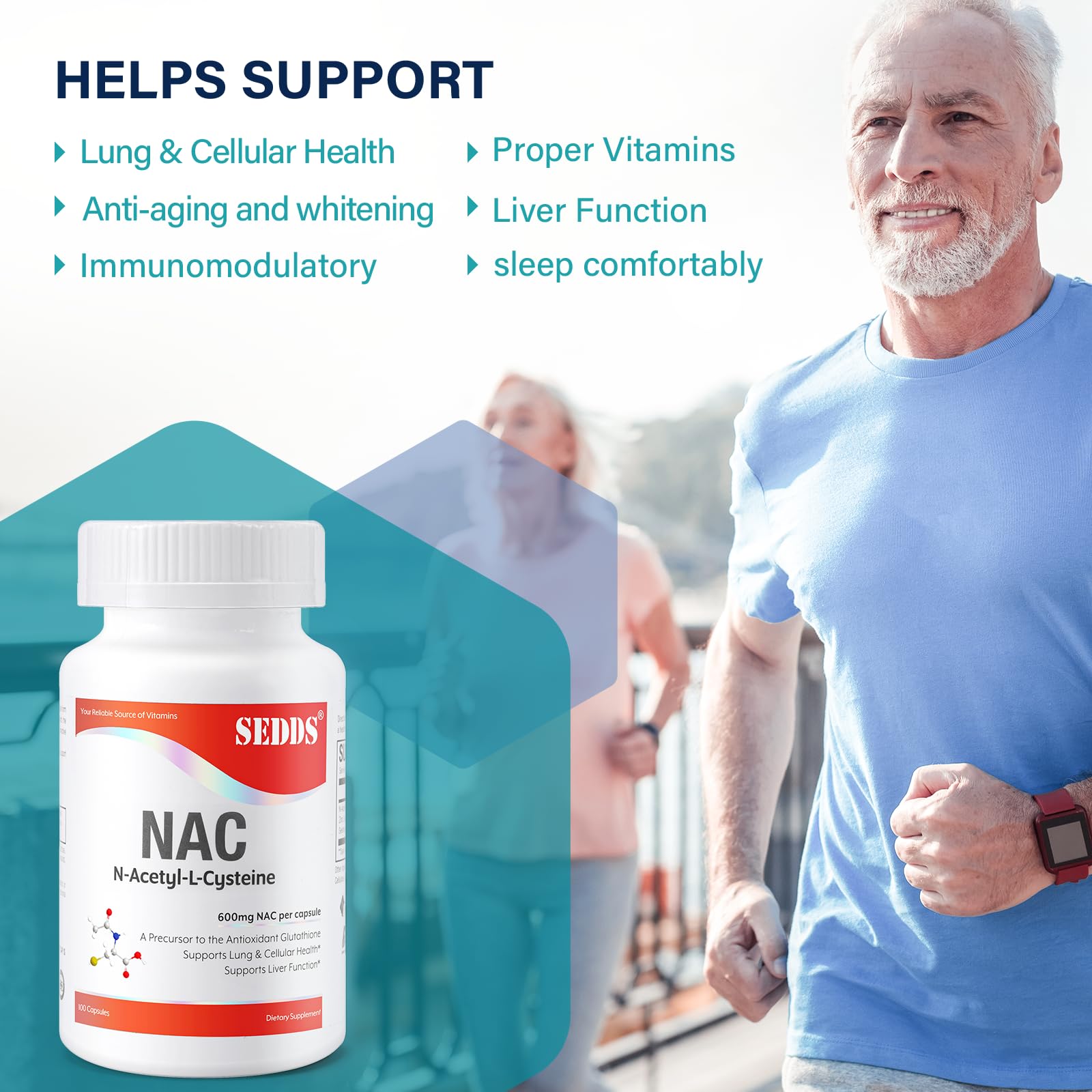 SEDDS Supplements, N-Acetyl Cysteine (NAC) 600mg, 100 Veg Capsules - Non-GMO, Gluten Free