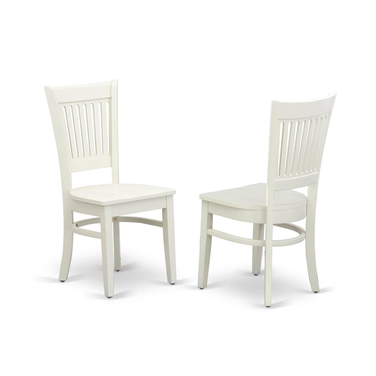 East West Furniture SHVA5-LWH-W 5 Piece Kitchen Table & Chairs Set Includes a Round Dining Room Table with Pedestal and 4 Solid Wood Seat Chairs, 42x42 Inch, Linen White