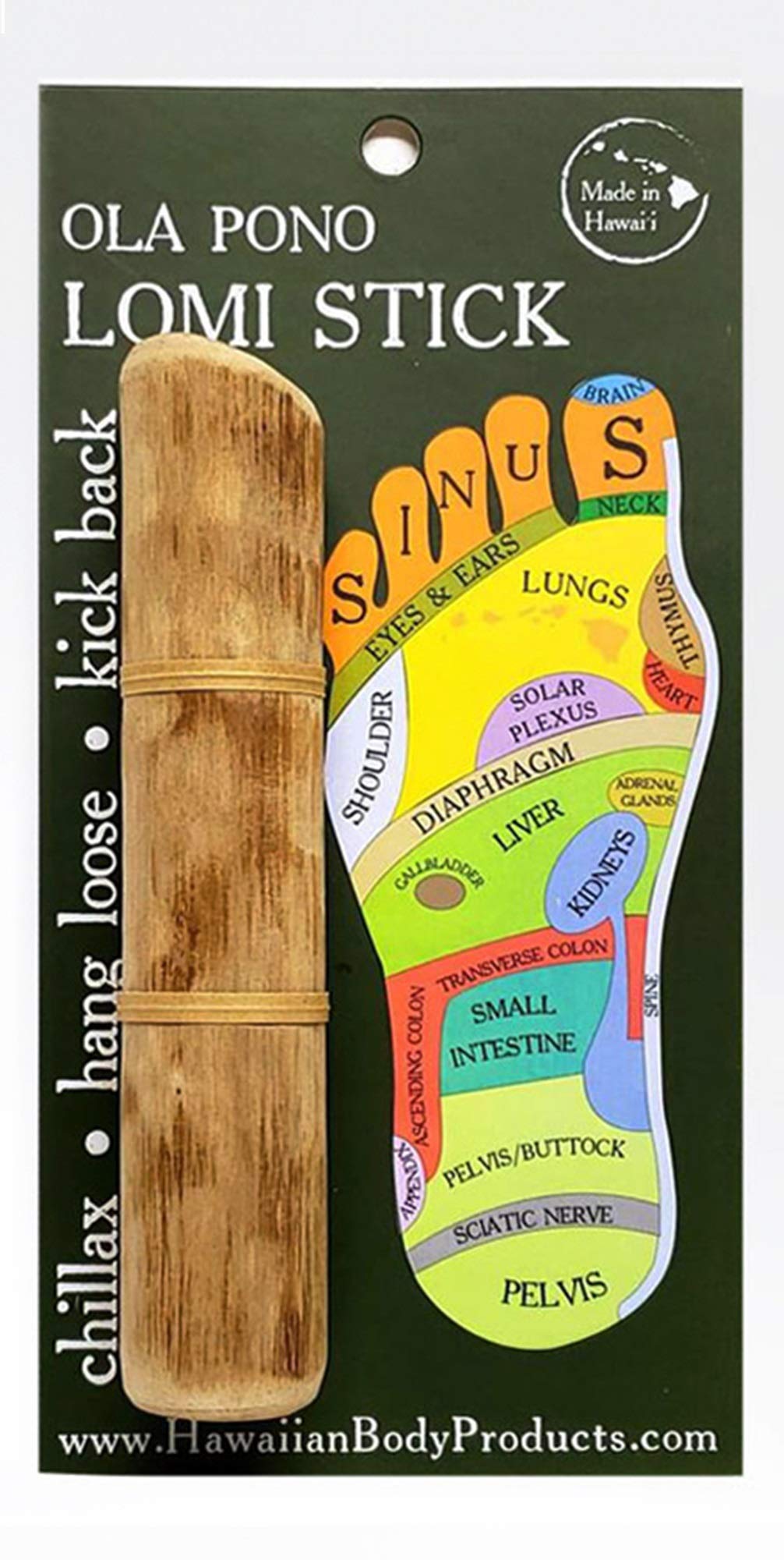 Tropical Apothecary Ola 6 Inch Lomi Stick - Traditional Hawaiian Massage Carved Sticks Made of Guava or Waiwi Wood