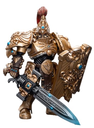 HiPlay JoyToy Warhammer 40K Collectible Figure: Adeptus Custodes Custodian Guard with Sentinel Blade and Praesidium Shield 1:18 Scale Action Figures JT7813
