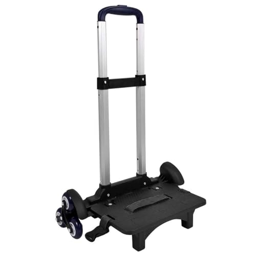 Backpack Trolley - Wheeled Trolley Hand Aluminium Alloy Folding Trolley Cart for Backpack (Blue, 6 Wheels Improved Version)