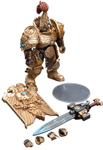 HiPlay JoyToy Warhammer 40K Collectible Figure: Adeptus Custodes Custodian Guard with Sentinel Blade and Praesidium Shield 1:18 Scale Action Figures JT7813