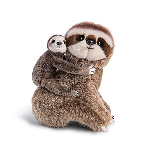 DEMDACO Momma Sloth and Baby Brown and Tan 10 Inch Polyester Soft Plush Stuffed Animal