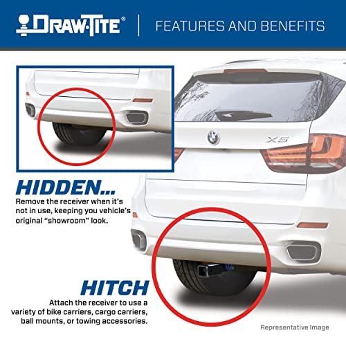 Draw-Tite Hidden Hitch 76905, Completely Hidden Trailer Hitch, 2 in. Removable Receiver, Black, Compatible with 2016-2022 Lexus RX350, 2016-2021 Lexus RX450h
