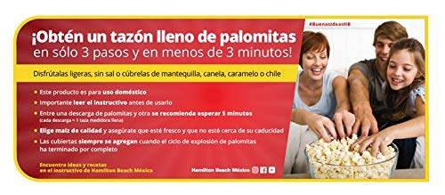 Hamilton Beach Electric Hot Air Popcorn Popper, Healthy Snack, Makes up to 18 Cups, Red (73400)
