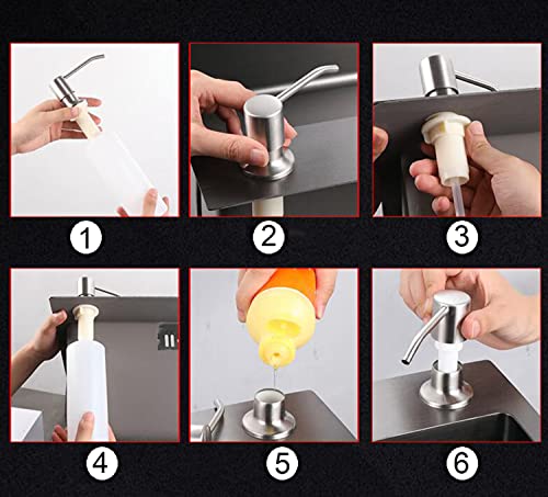 Soap Dispenser, Delle Rosa Soap Dispenser for Kitchen Sink Brushed Nickel, Soap Dispenser Easy Installation Well Built and Sturdy, 320ml/11oz