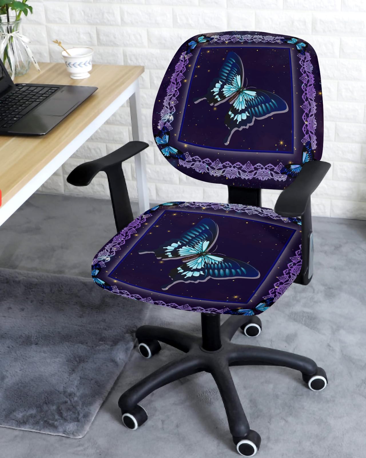 Big buy store Office Chair Cover Butterfly Protective Stretchable Universal Computer Chair Covers Purple Starry Sky Starlight Stretch Rotating Chair Slipcover