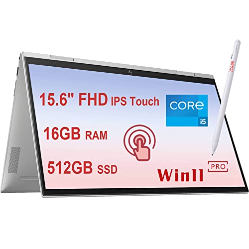 HP Envy X360 15 2-in-1 Business Laptop 15.6" FHD IPS Touchscreen 11th Gen Intel Quad-Core i5-1135G7 (Beats i7-1065G7) 16GB RAM 512GB SSD Backlit KB Fingerprint B&O Audio HDMI Win11 Pro Silver + Pen
