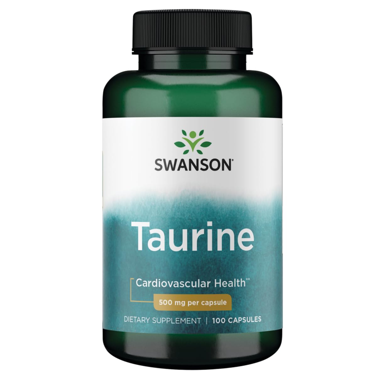 Swanson Taurine - Amino Acid Supplement Promoting Energy Production '&' Electrolyte Balance - Natural Formula Supporting Heart Health '&' Wellness - (100 Capsules, 500mg Each)