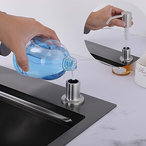 Soap Dispenser, Kitchen Soap Dispenser, Large Capacity 17 OZ Bottle, Stainless Steel Built in Soap Dispenser for Kitchen Sink, Brushed Nickel