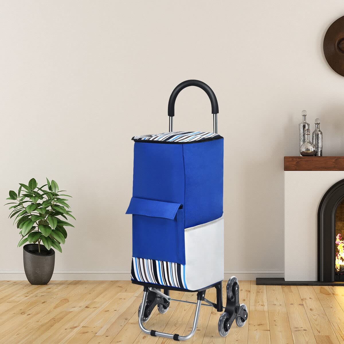 Folding Shopping Cart Stair Climbing Dolly w/Bag & Bungee Cord