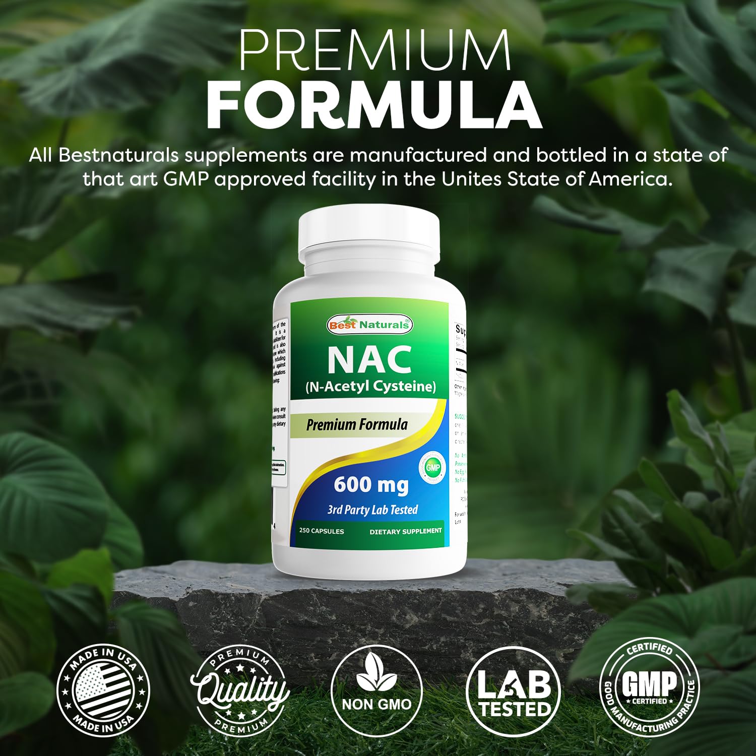 Best Naturals NAC - N Acetyl Cysteine 600 mg 250 Capsules - n Acetyl cysteine - Powerful antioxidant