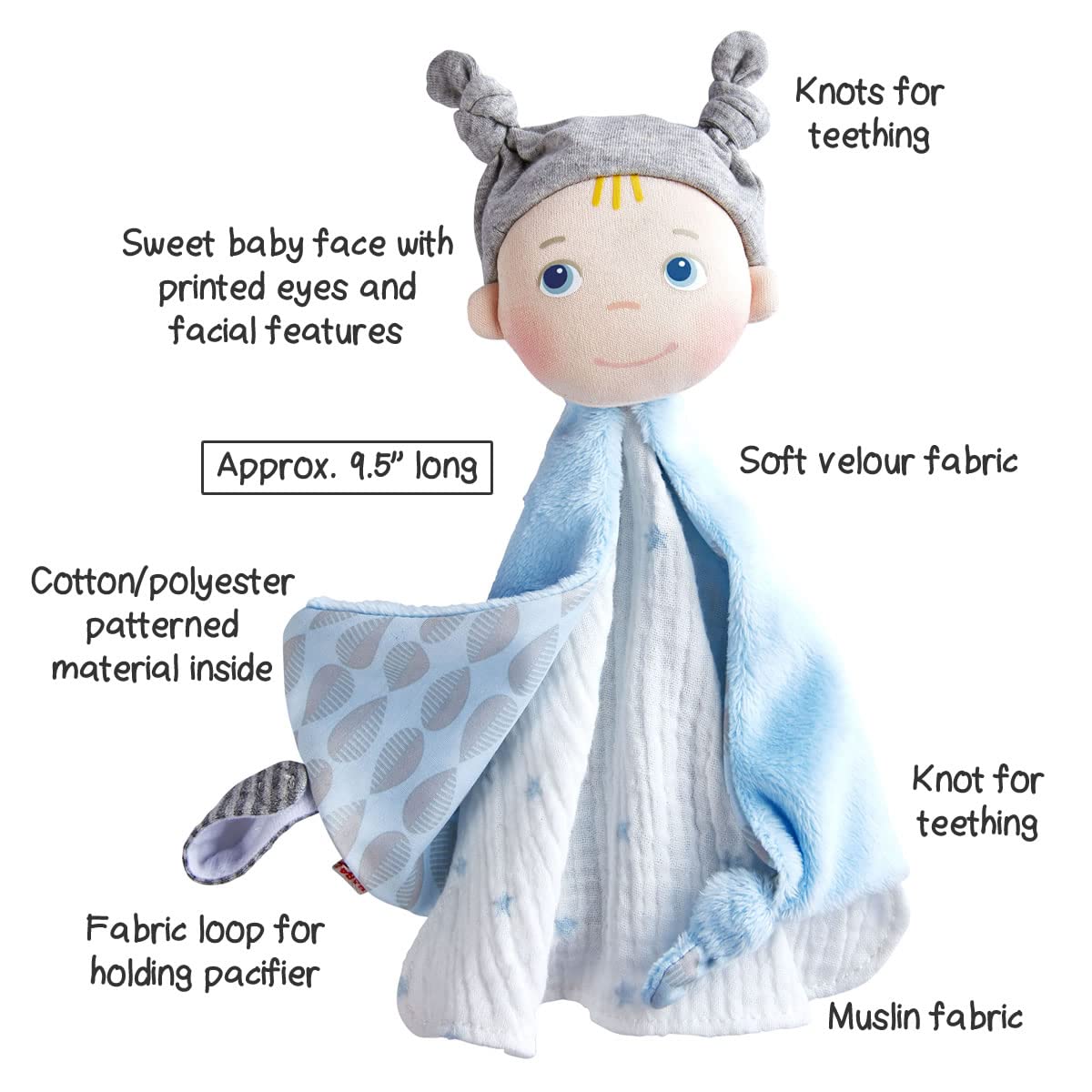 HABA Cuddly Doll Eric - Soft Lovey Toy for Birth and Up (Machine Washable)