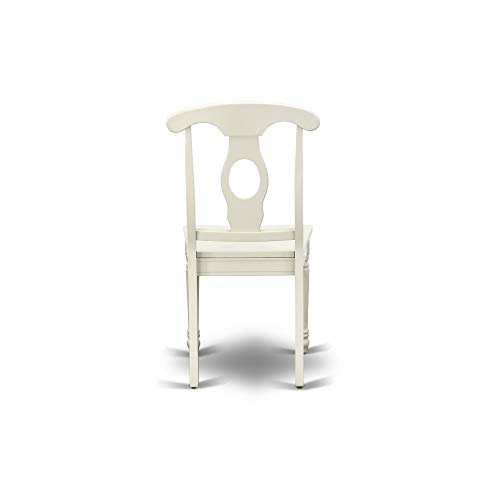East West Furniture BOKE5-LWH-W 5 Piece Kitchen Table Set for 4 Includes a Round Dining Room Table and 4 Solid Wood Seat Chairs, 42x42 Inch, Linen White