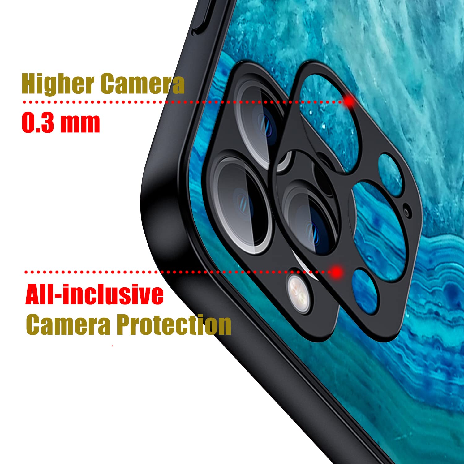 Tabavsit for iPhone 14 Pro Case, Full Surrounding Camera Protection, Agate Marble Personalized Anti-Scratch Glass Design On The Back, Shockproof Bumper, Protective Cover for iPhone14procase