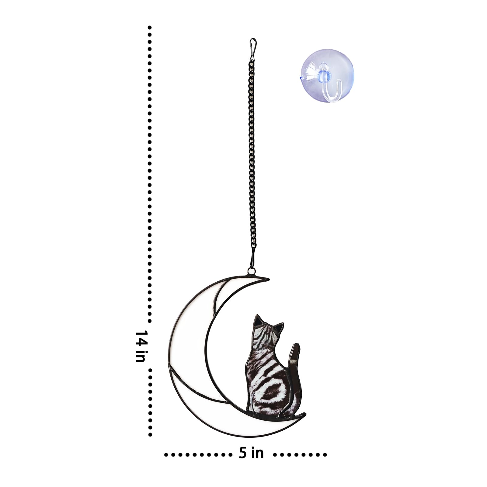 YULAIKUAI Tabby Cat Memorial Suncatcher - Handcrafted Stained Glass Memorial Gifts for Cat Lovers, American Shorthair Cat Keepsake
