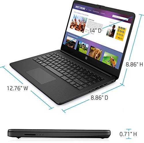 2022 Newest HP Stream 14" HD Laptop, Intel Celeron N4020(up to 2.8GHz), 8GB RAM, 128GB Space(64GB eMMC+64GB Card), 1-Year Office 365, WiFi, HDMI, USB-C, Webcam, Bluetooth, Windows 11S, Black+JVQ MP