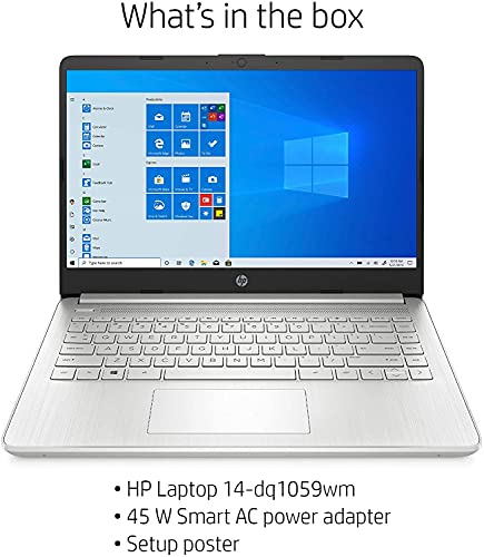 HP Newest 2021 14" Diagonal HD Laptop PC, Intel Core i5-1035G1 Processor, Intel UHD Graphics, 8GB SDRAM, 256GB SSD, 802.11ac, Bluetooth 5, HDMI, Windows 10, Natural Silver W/ Valinor Accessories