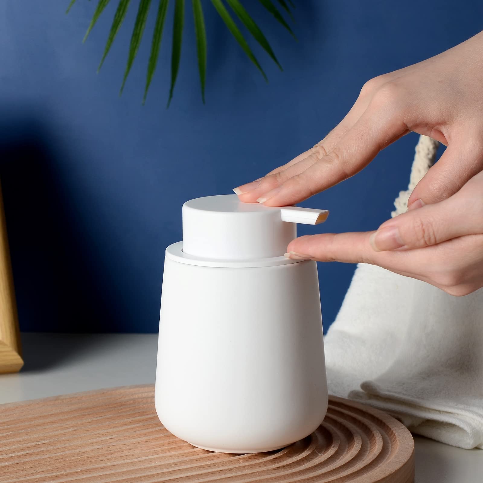 BosilunLife Foam Hand Soap Dispenser - 12 oz Bathroom Lotion Hand Pump Dispenser White Foaming Soap Dispenser Ceramic Dish Liquid Dispenser for Kitchen Hand Wash Dispenser (Rubber Paint)