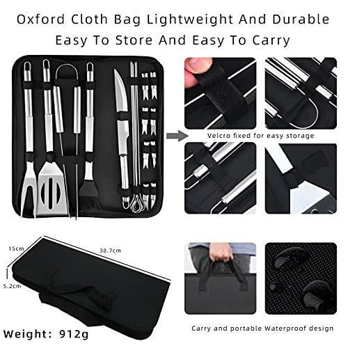 iMiaoW BBQ Grill Accessories, Stainless Steel Barbecue Tools Grilling Tools Set with Storage Bag - Premium Grill Utensils Set with Spatula, Tongs, Skewers, Case