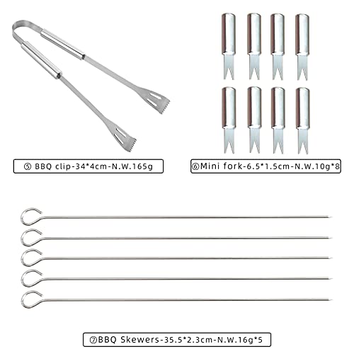 iMiaoW BBQ Grill Accessories, Stainless Steel Barbecue Tools Grilling Tools Set with Storage Bag - Premium Grill Utensils Set with Spatula, Tongs, Skewers, Case