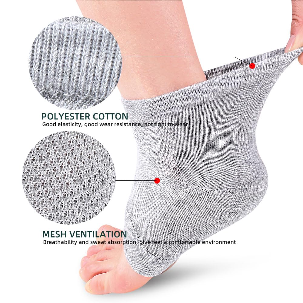 Foot File and Spa Socks Set, Foot Care Pedicure Stainless Steel File, Gel Lined Toeless Spa Socks, Moisturizing Heel Socks (Green+Grey)