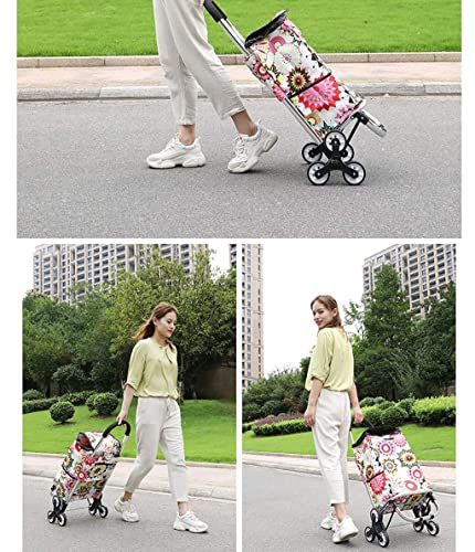 Shopping Cart Folded Stair Climbing Cart Trolly Grocery Utility Cart with Wheel Removable Canvas Collection Bag 25 Kg Capacity