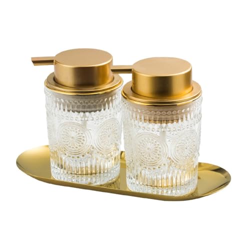 Glass Foam Soap Dispenser, Portable Press Soap Bottle, Refillable Foaming Pump Bottle with Gold Pump, Foam Hand Soap Dispenser for Bathroom Kitchen, Modern Home Bathroom Decor