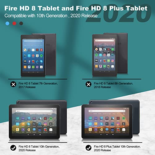 All New Fire HD 8 Tablet Case, Tablet Case Fits Kindle Fire HD 8 & 8 Plus Tablet (8β12th/10th Generation, 2022/2020 Release), Ultra Light Slim Fit Cover, Not Suit Kindle for 2017/2018 Release-Red
