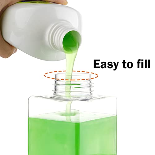 Hethyo Foaming Soap Dispenser 3 Pcs 450ml/15.2oz Square Refillable Plastic Hand Pump Bottle for Liquid Soap Shampoo Body Wash (Clear)