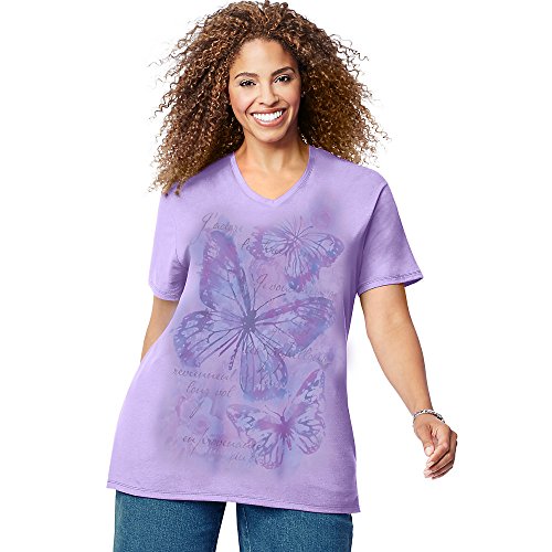 JUST MY SIZE womens Just My Size Women's Plus-size Graphic Short Sleeve V-neck T-shirt Shirt, Big Butterfly Impresion, 3X US