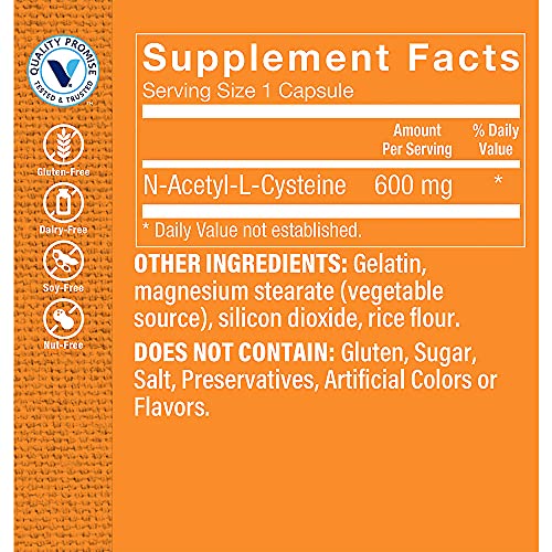 The Vitamin Shoppe NAC N-Acetyl-L-Cysteine - Promotes Cellucor Health, Immune & Antioxidant Support - 600 MG (100 Capsules)