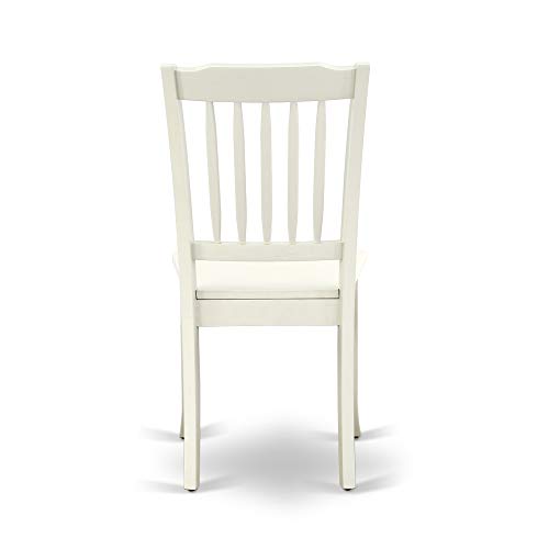 East West Furniture SHDA3-LWH-W 3 Piece Kitchen Table Set for Small Spaces Contains a Round Dining Table with Pedestal and 2 Dining Room Chairs, 42x42 Inch, Linen White