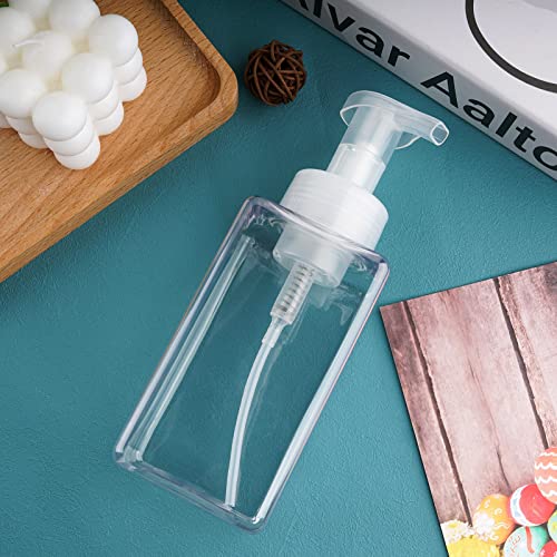 Hethyo Foaming Soap Dispenser 3 Pcs 450ml/15.2oz Square Refillable Plastic Hand Pump Bottle for Liquid Soap Shampoo Body Wash (Clear)