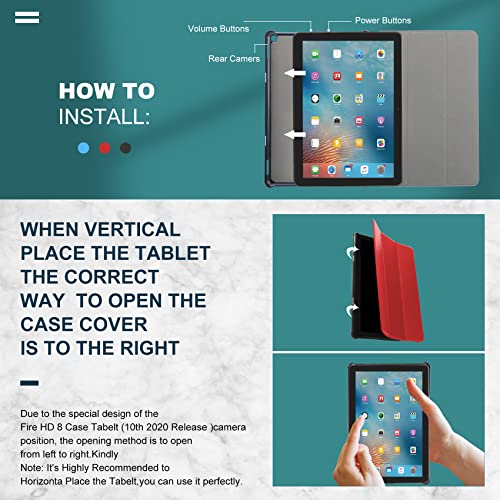 All New Fire HD 8 Tablet Case, Tablet Case Fits Kindle Fire HD 8 & 8 Plus Tablet (8β12th/10th Generation, 2022/2020 Release), Ultra Light Slim Fit Cover, Not Suit Kindle for 2017/2018 Release-Red