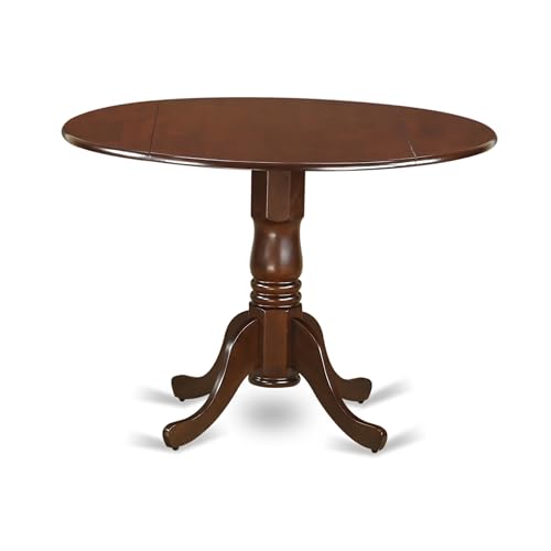 East West Furniture DMCL5-MAH-W 5 Piece Kitchen Table & Chairs Set Includes a Round Dining Table with Dropleaf and 4 Dining Room Chairs, 42x42 Inch, Mahogany