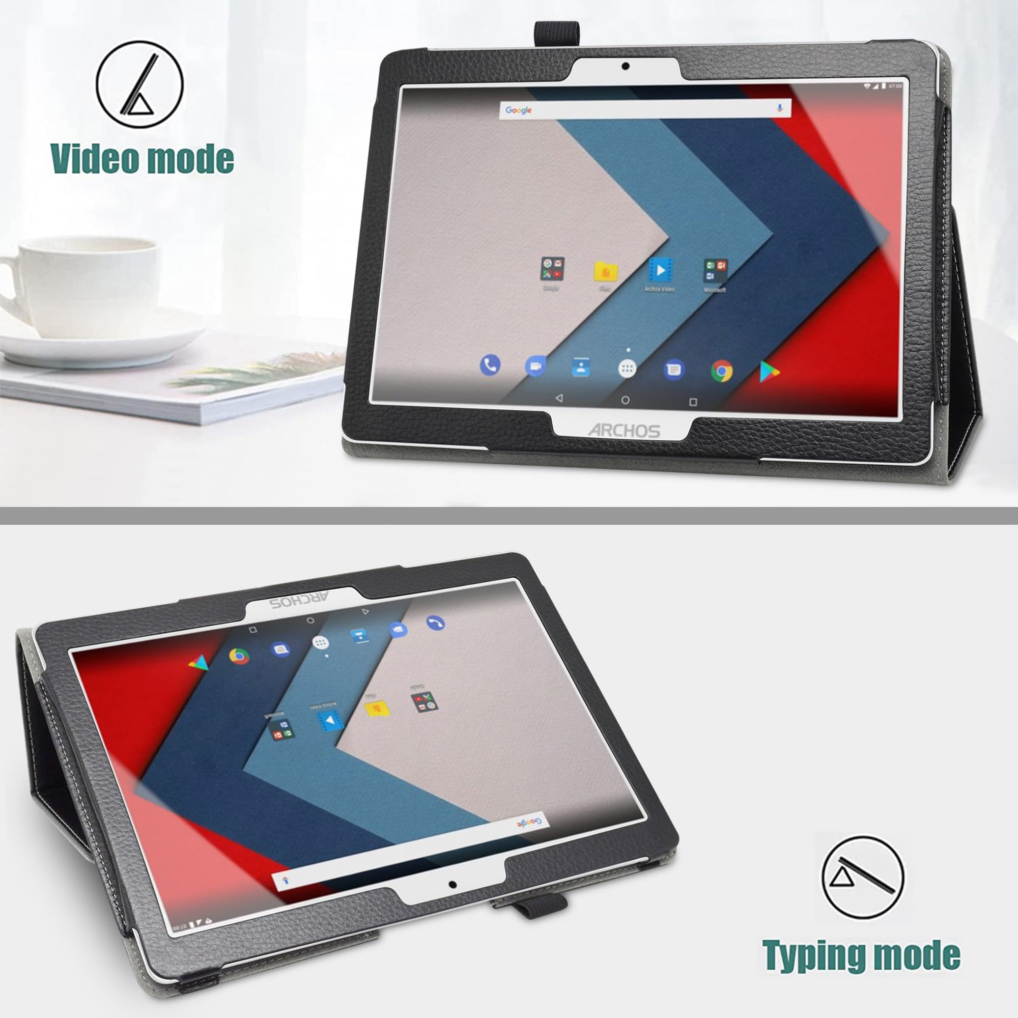 Bige for SKYPAD 10 Case, PU Leather Folio 2-Folding Stand Cover for Sky Devices SKYPAD 10 / Digiland DL1036 10" Tablets, Black