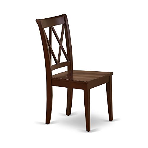 East West Furniture DMCL5-MAH-W 5 Piece Kitchen Table & Chairs Set Includes a Round Dining Table with Dropleaf and 4 Dining Room Chairs, 42x42 Inch, Mahogany