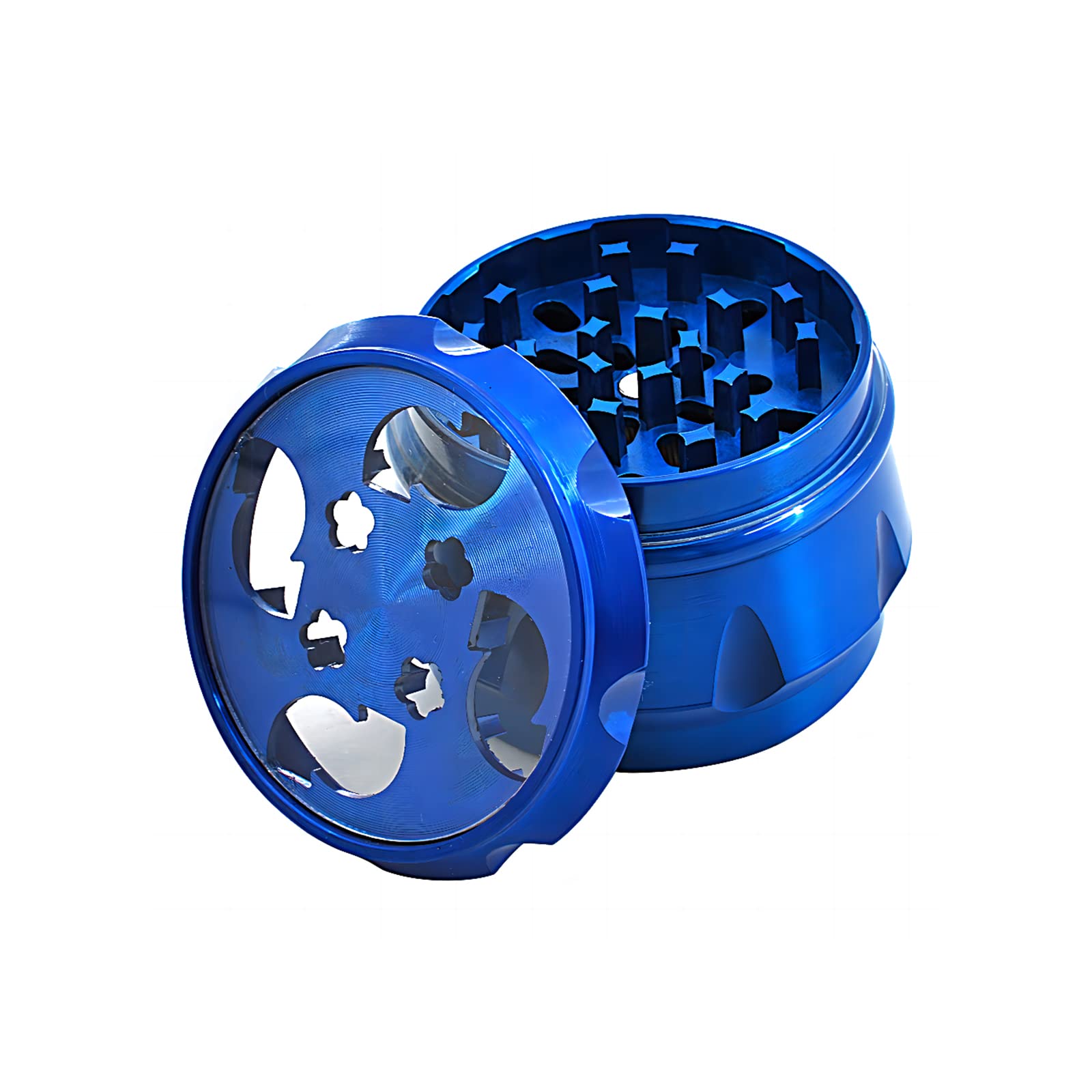 Generic 2.5 Inch Four Layers Manual Grinder - Spice and Seed Grinder - Kitchen Gadget - Transparent Cover - Easy to Clean - Suitable for Coffee Beans, Spices, Tobacco (1 Pack) (Blue)