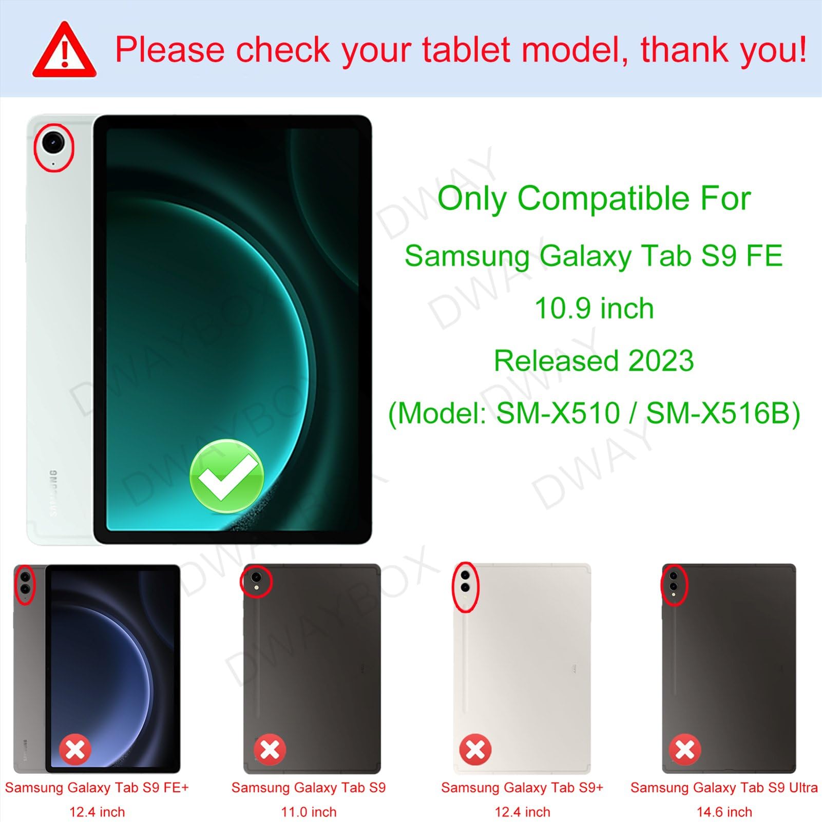 DWaybox Tablet Case for Samsung Galaxy Tab S9 FE SM-X510/X516B 10.9 inch, Folio Slim Smart Cover Lightweight Hard Shell Protective Case with Multi-Angle Stand -Stars