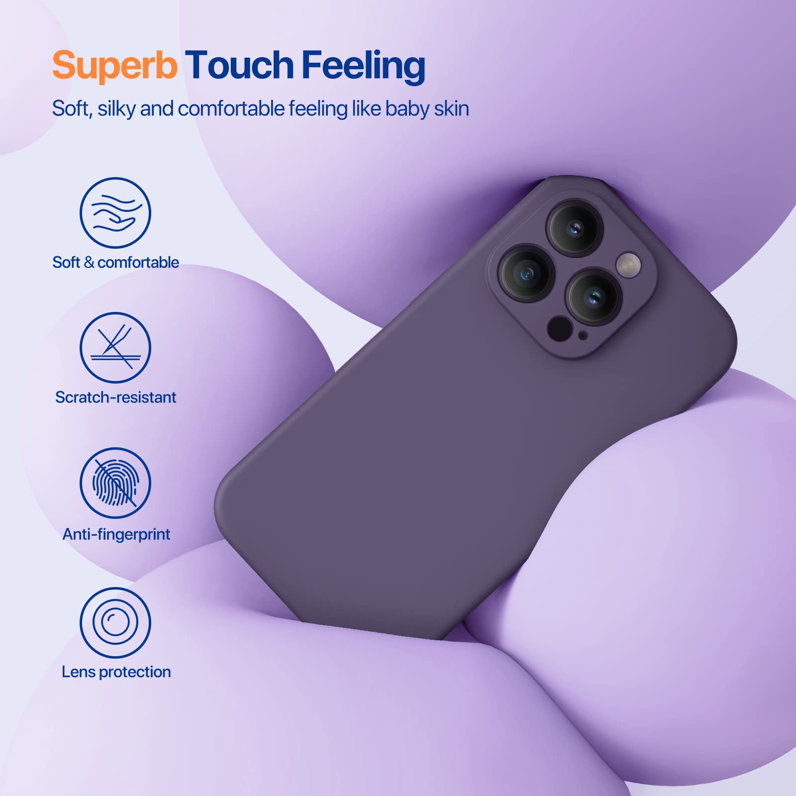 Miracase Designed for iPhone 14 Pro Case, Compatible with Magsafe, 1 Pack Screen Protector, Shockproof Liquid Silicone Rubber Phone Case Cover for 14 Pro 6.1 inch (Purple Magnetic)