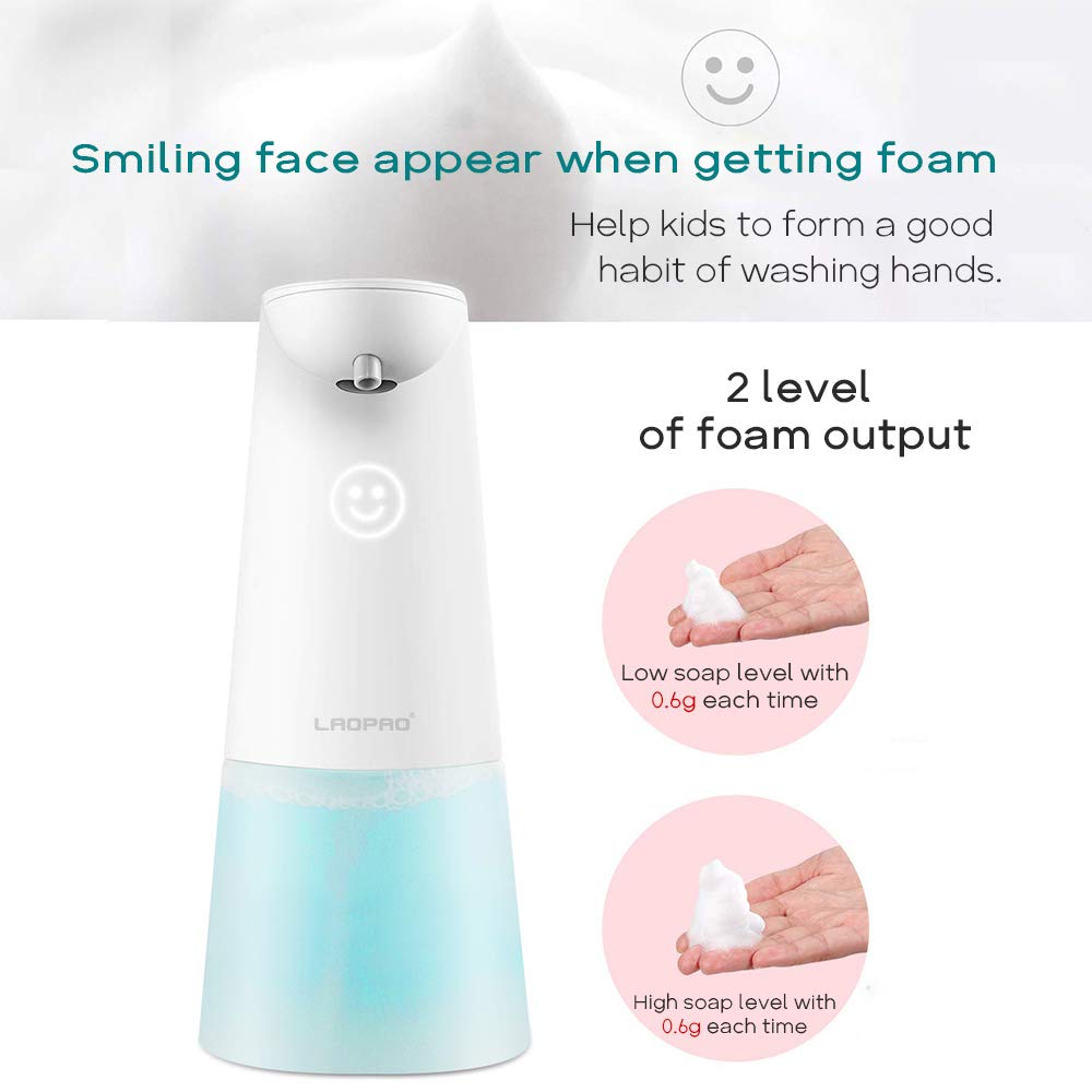 LAOPAO Soap Dispenser, Automatic Foaming Soap Dispenser Hand Free Countertop Soap Dspensers 240ml Touchless Soap Pump for Kitchen & Bathroom Xmas Gift White