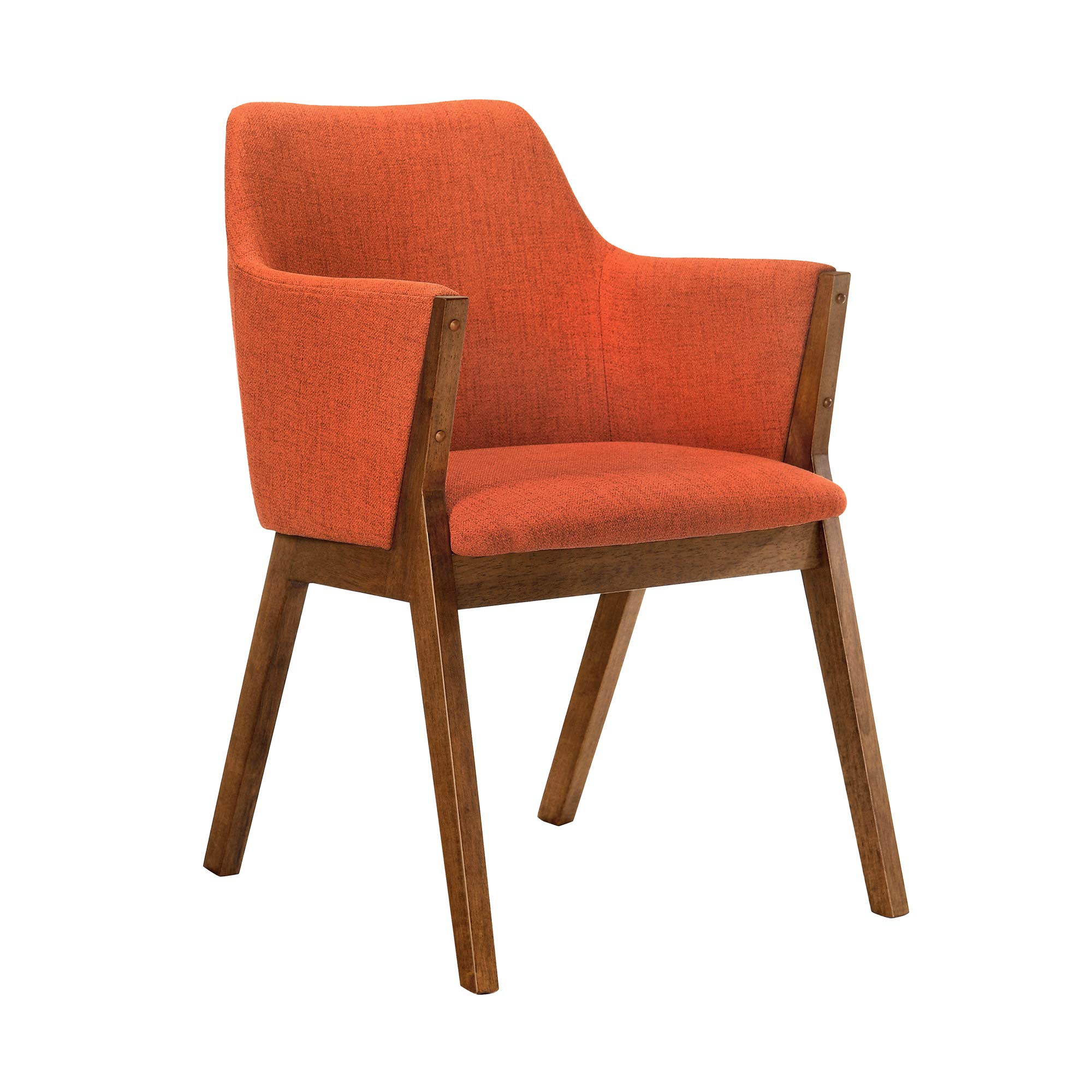 Armen Living Arcadia and Renzo 5 Piece Dining Set, 42" Round, Orange/Walnut Wood