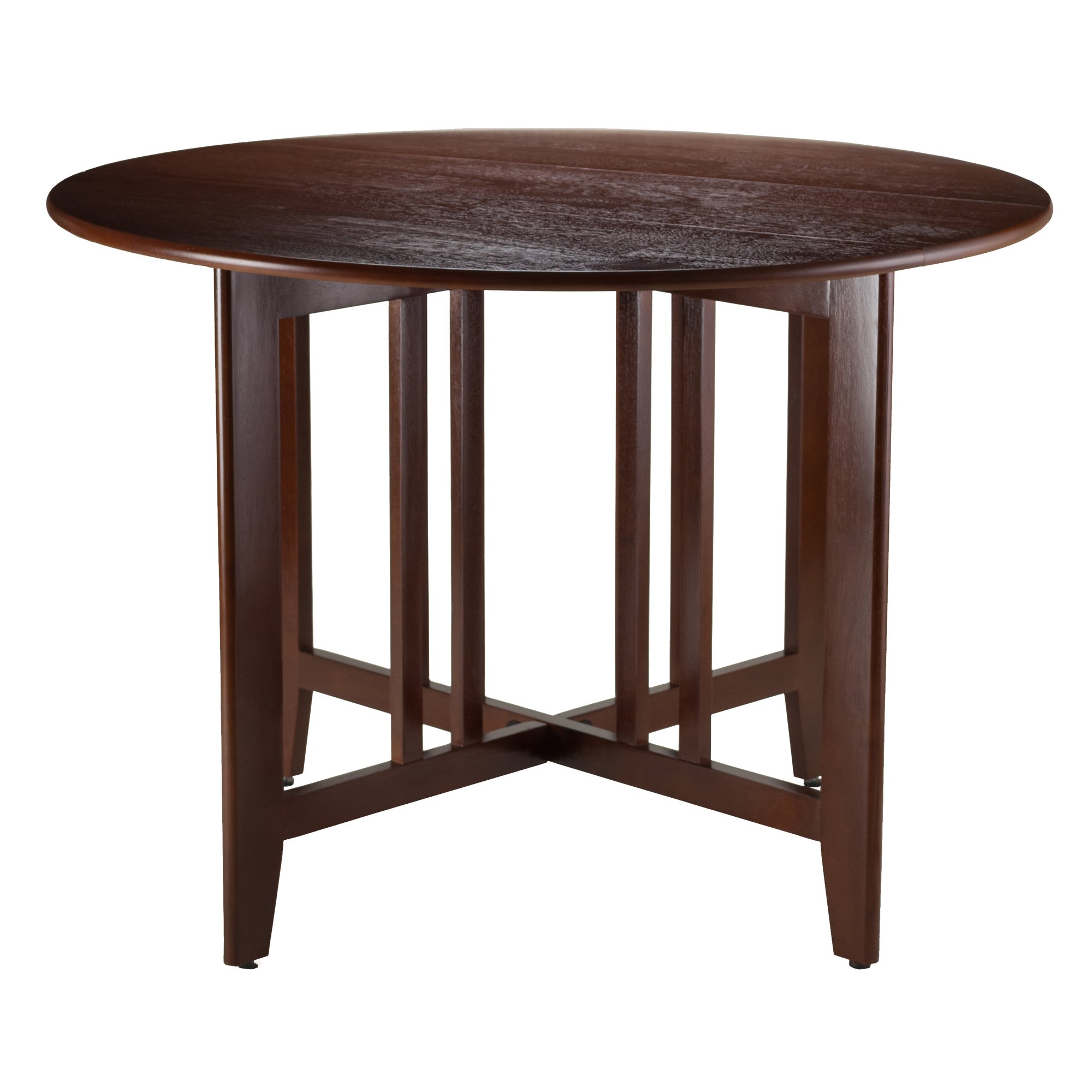 Winsome Wood Benjamin Seating, Walnut & Wood Alamo, Double Drop Leaf, Round Table Mission, Walnut, 42-Inch