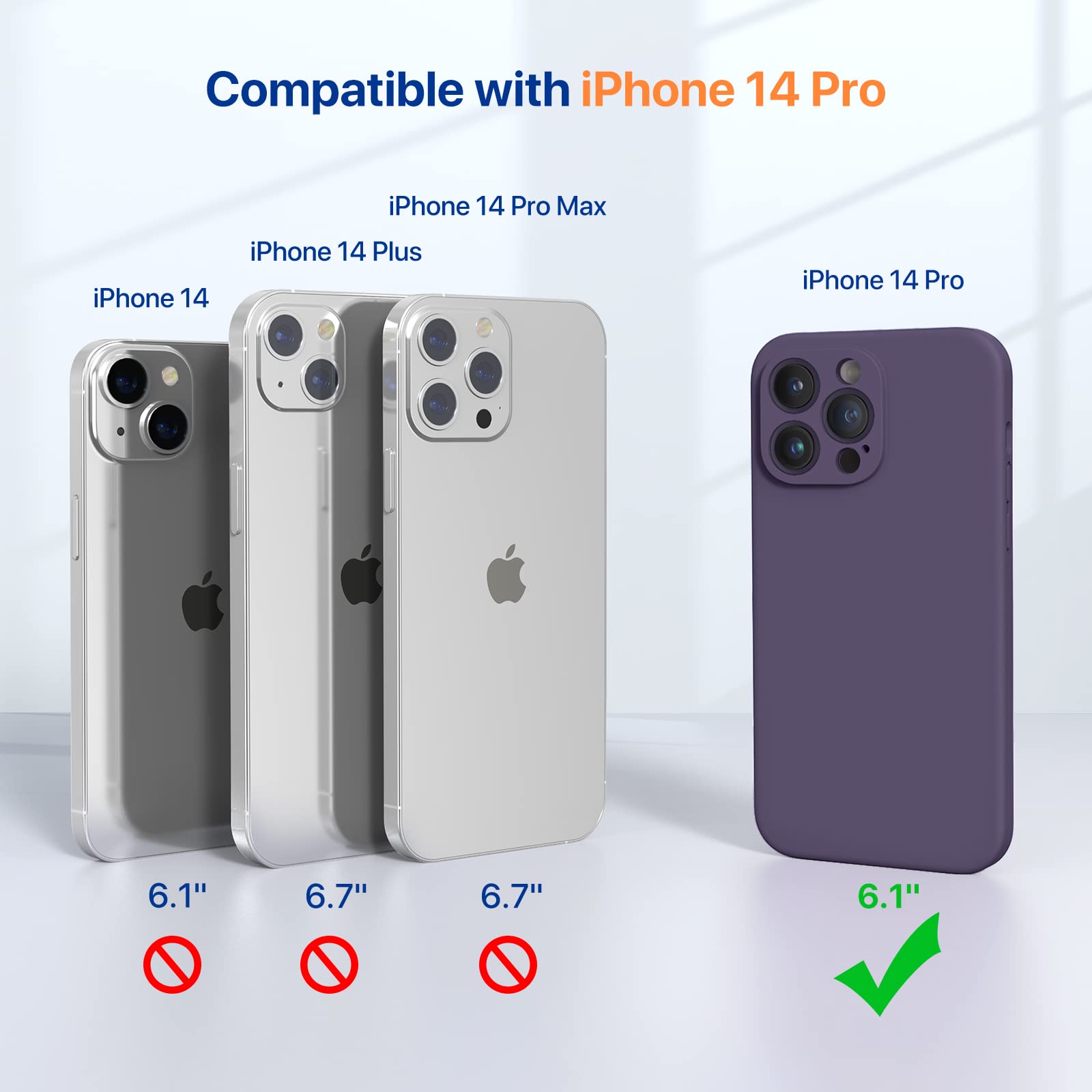 Miracase Designed for iPhone 14 Pro Case, Compatible with Magsafe, 1 Pack Screen Protector, Shockproof Liquid Silicone Rubber Phone Case Cover for 14 Pro 6.1 inch (Purple Magnetic)