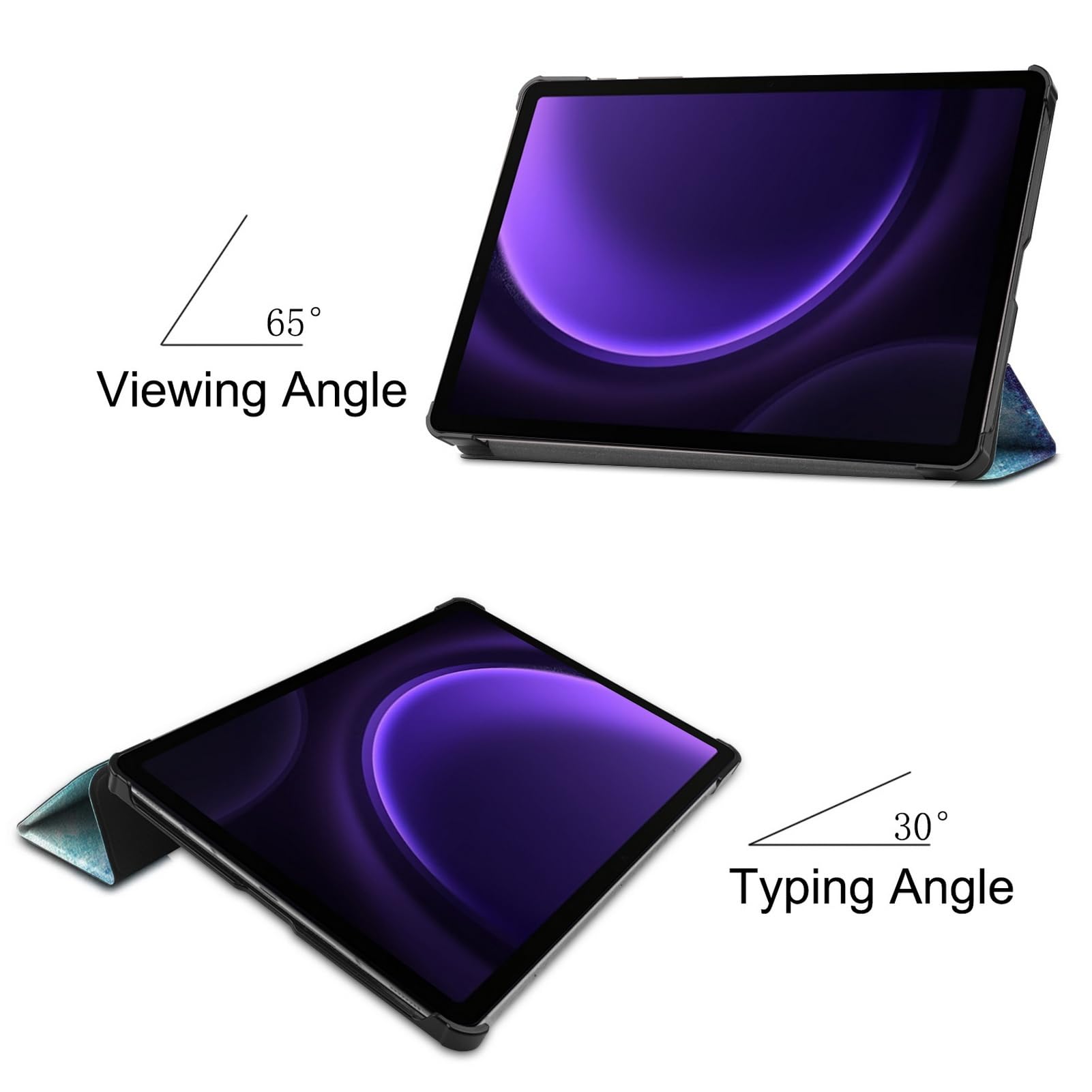 DWaybox Tablet Case for Samsung Galaxy Tab S9 FE SM-X510/X516B 10.9 inch, Folio Slim Smart Cover Lightweight Hard Shell Protective Case with Multi-Angle Stand -Stars
