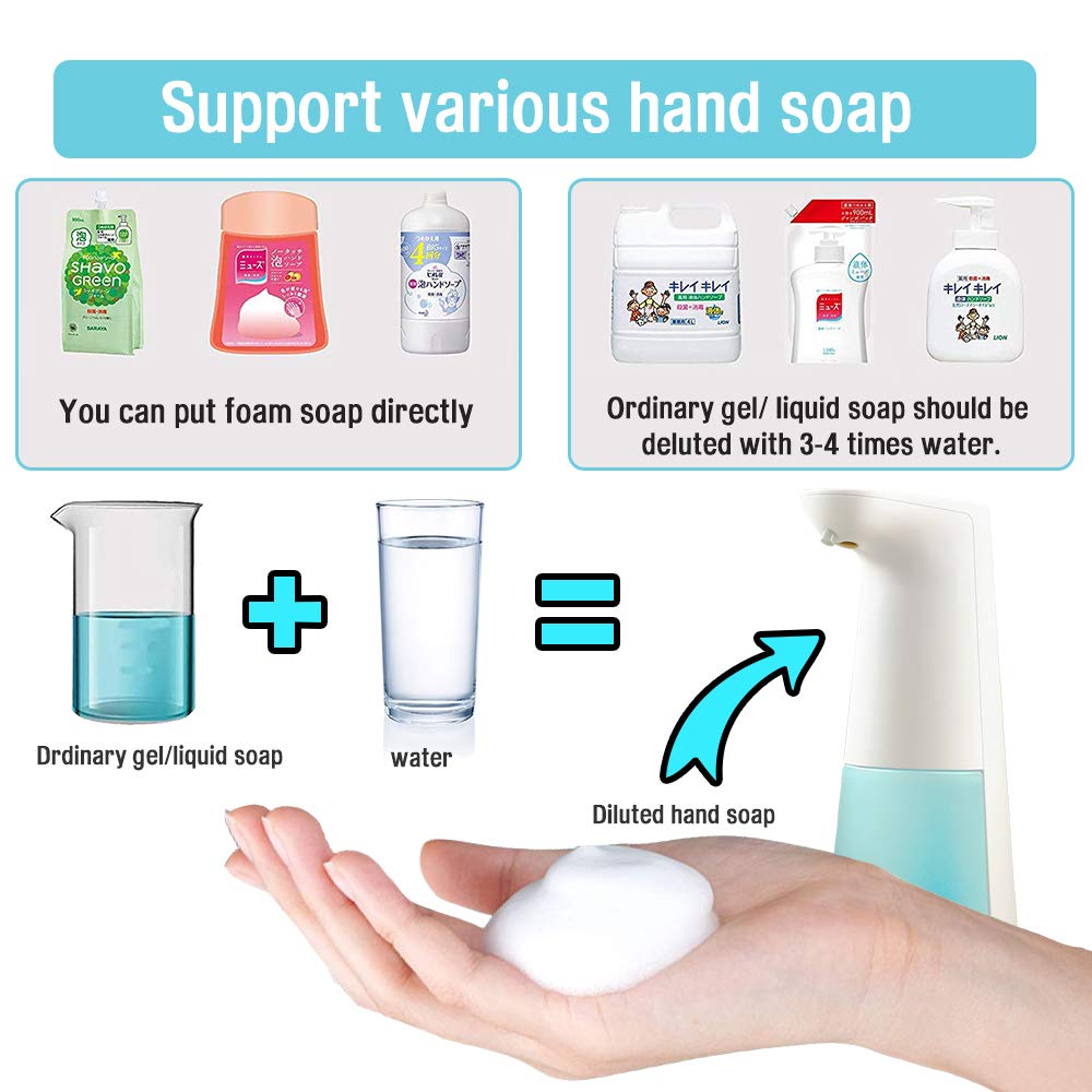 LAOPAO Soap Dispenser, Automatic Foaming Soap Dispenser Hand Free Countertop Soap Dspensers 240ml Touchless Soap Pump for Kitchen & Bathroom Xmas Gift White