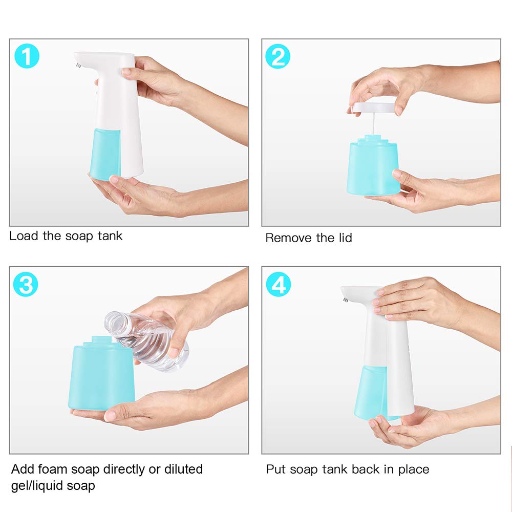 LAOPAO Soap Dispenser, Automatic Foaming Soap Dispenser Hand Free Countertop Soap Dspensers 240ml Touchless Soap Pump for Kitchen & Bathroom Xmas Gift White
